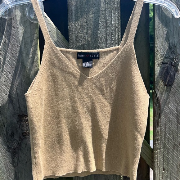 Jamie Scott | Tops | Jamie Scott Tan Cropped Sweater Tank | Poshmark